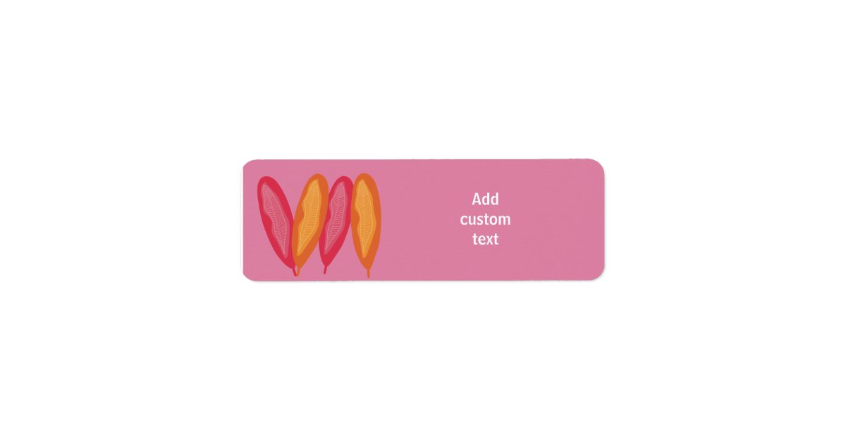 custom pink adress with feathers label | Zazzle