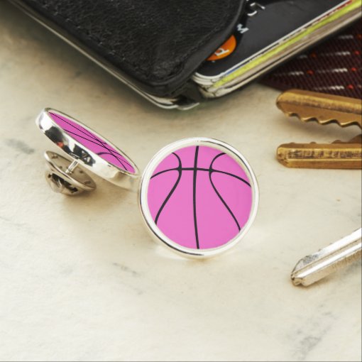 Custom Pink Basketball Coach or Player Lapel Pin | Zazzle