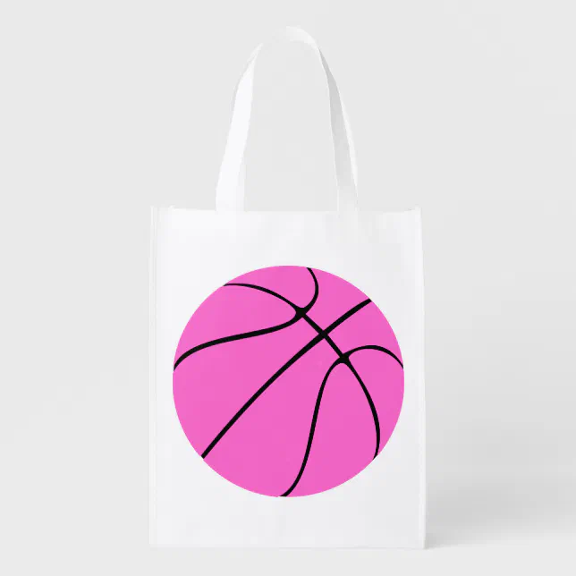 Custom Pink Basketball Reusable Grocery Bag | Zazzle