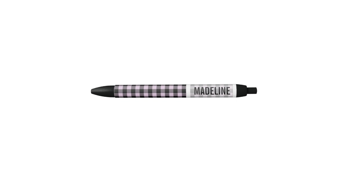 Custom Pink Black Buffalo Lumberjack Check Pattern Pen | Zazzle