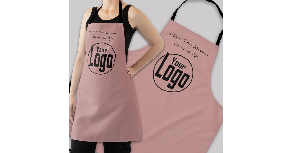 Custom Pink Black Hair Salon Logo Tagline Apron | Zazzle