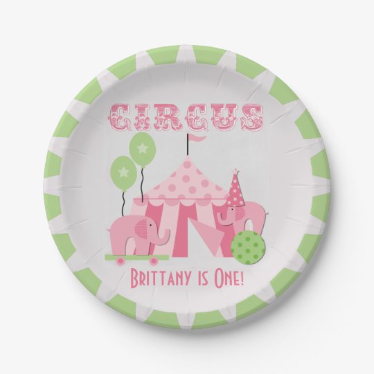 Custom Pink Circus Birthday Paper Plates | Zazzle.com