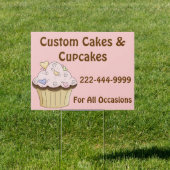 Custom Pink Cupcake Business Yard Sign | Zazzle