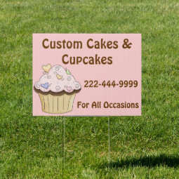 Custom Pink Cupcake Business Yard Sign | Zazzle