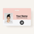 Custom Pink Employee Logo Name Photo ID Lanyard Badge | Zazzle