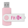 Custom pink fish logo swivel USB flash drive | Zazzle
