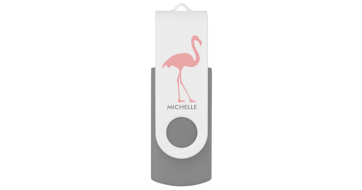 Custom pink flamingo bird swivel USB flash drive | Zazzle