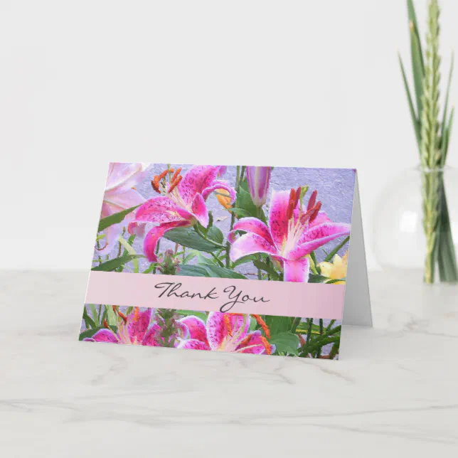 Custom Pink Floral Thank You Card | Zazzle