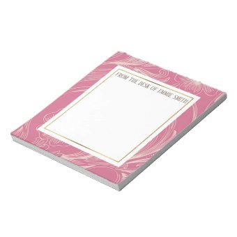 Custom Pink Floral White and Gold Notepad | Zazzle
