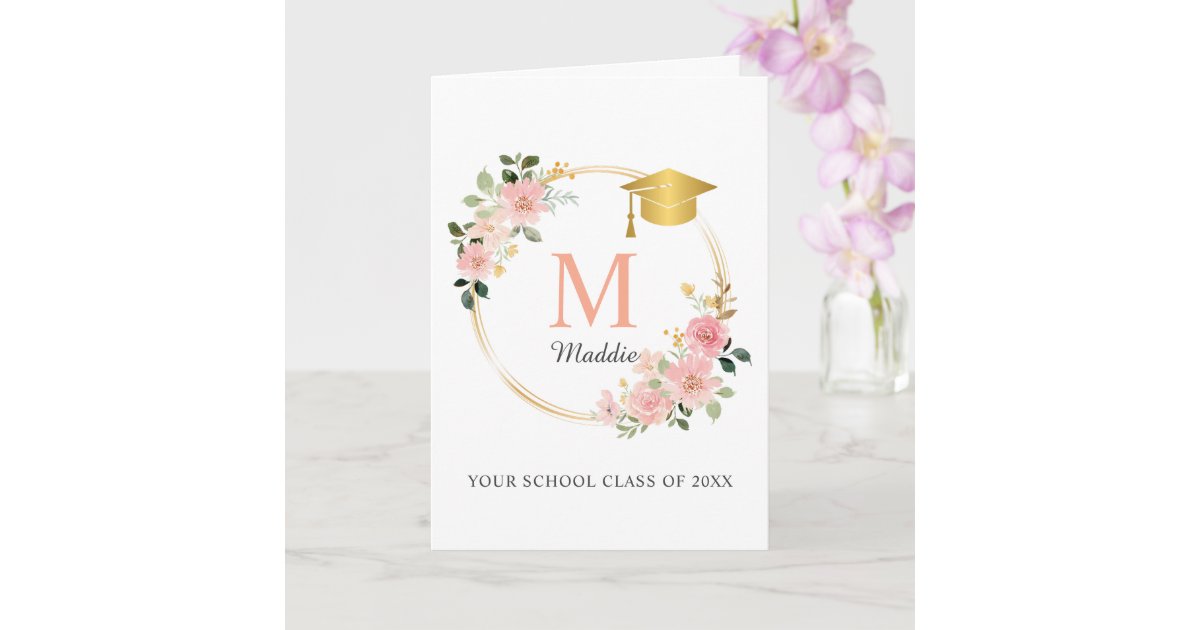 Custom Pink Girls Graduation Card | Zazzle