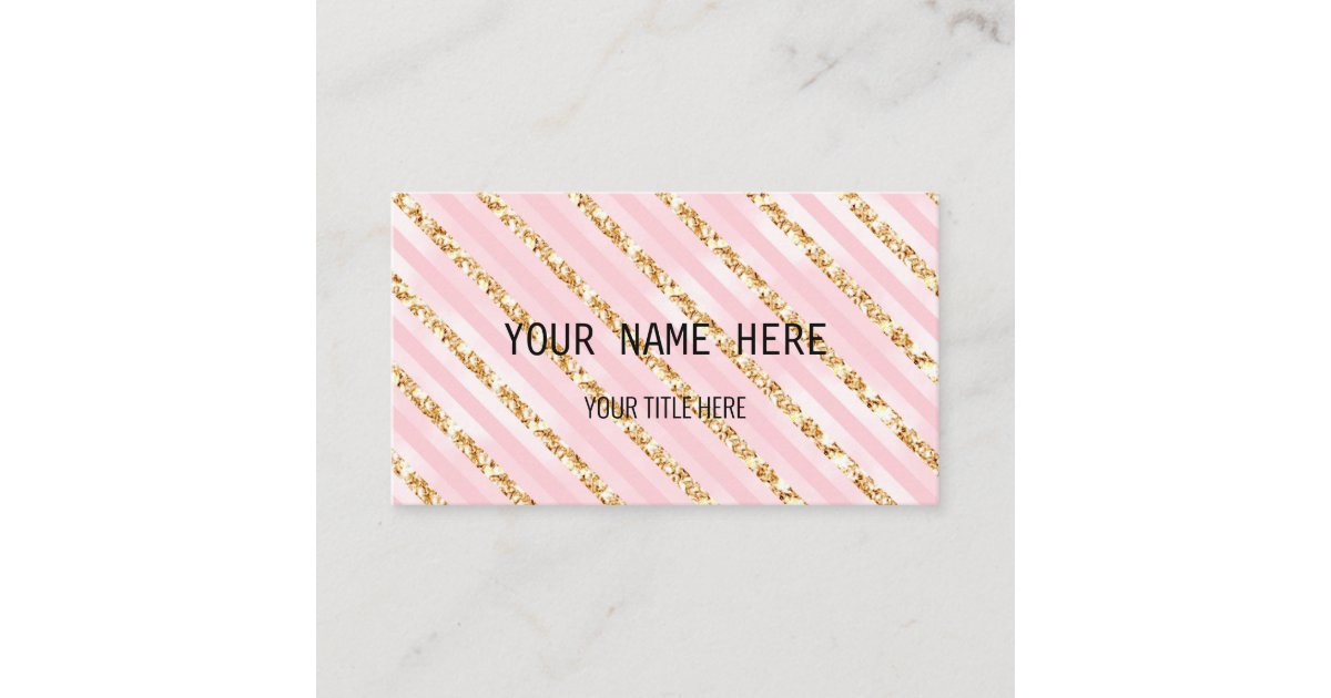 Custom Pink & Gold Business Card | Zazzle