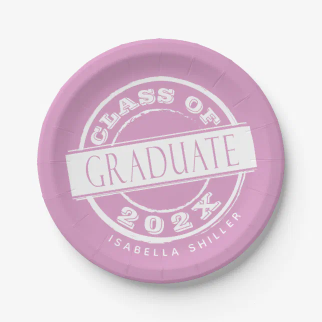 Custom Pink Graduation Party Graduate Paper Plates | Zazzle