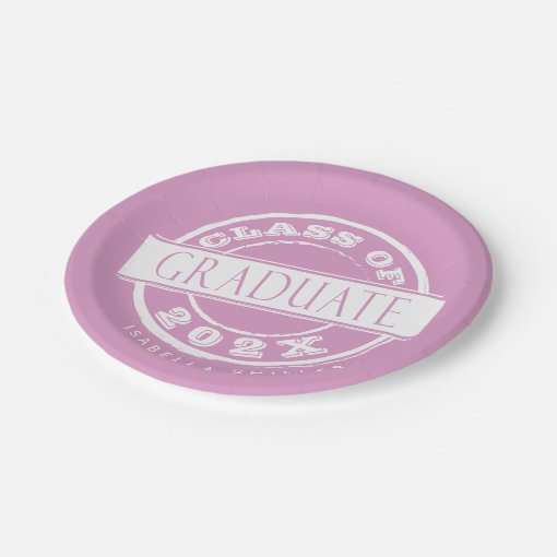 Custom Pink Graduation Party Graduate Paper Plates | Zazzle