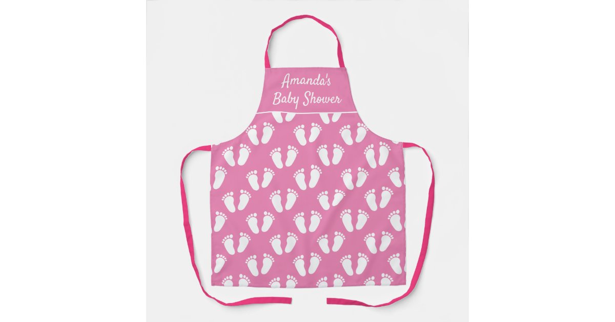 Custom pink kitchen apron for girl's baby shower | Zazzle