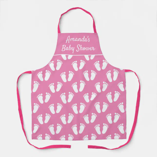Custom pink kitchen apron for girl's baby shower | Zazzle