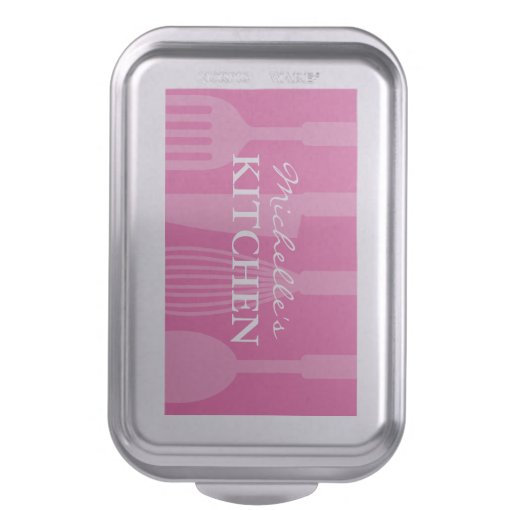 Custom pink kitchen cooking utensils cake pan | Zazzle