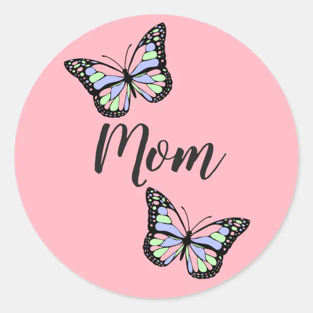Custom Pink Mom Classic Round Sticker | Zazzle