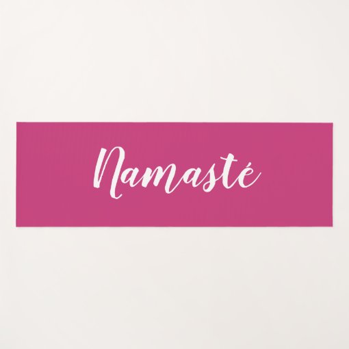 Custom pink Namasté yoga mat for class lessons | Zazzle