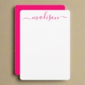 Custom Pink Name Typography Script Feminine Note Card | Zazzle