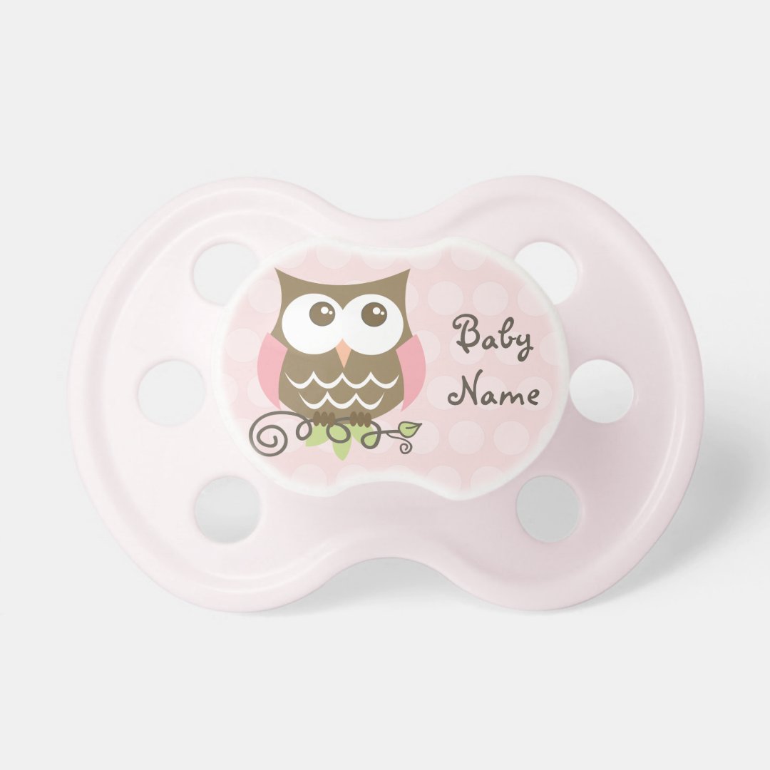 Custom Pink Owl Pacifier | Zazzle