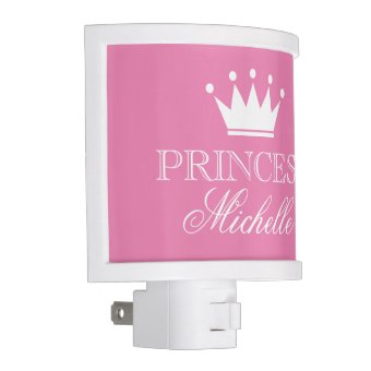 Custom pink princess crown night light for kids | Zazzle
