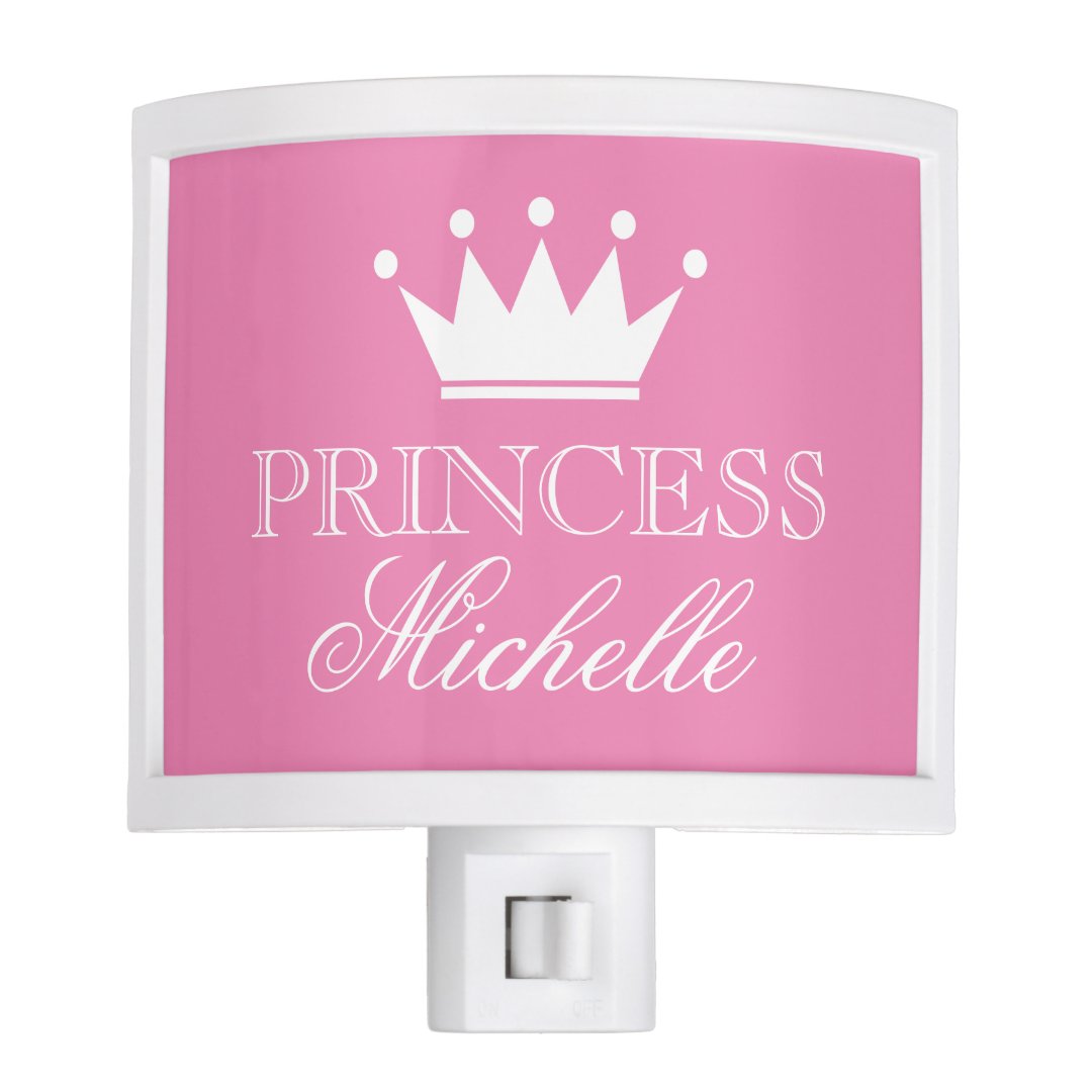 Custom pink princess crown night light for kids | Zazzle