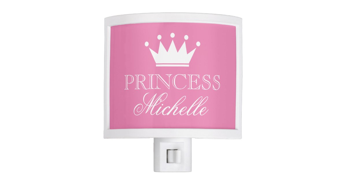 Custom pink princess crown night light for kids | Zazzle