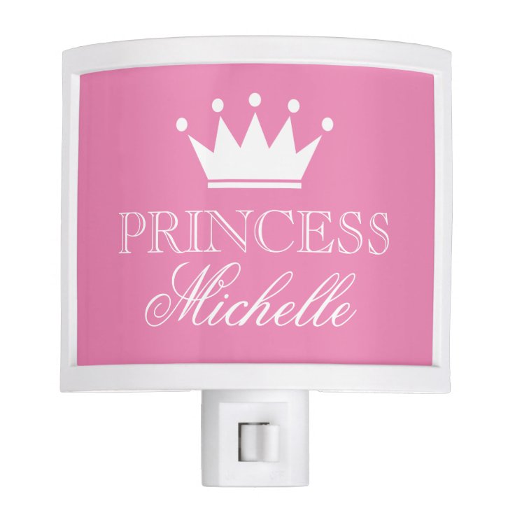 Custom pink princess crown night light for kids | Zazzle