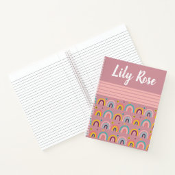 Custom Pink Rainbow Pattern Kid's Notebook | Zazzle