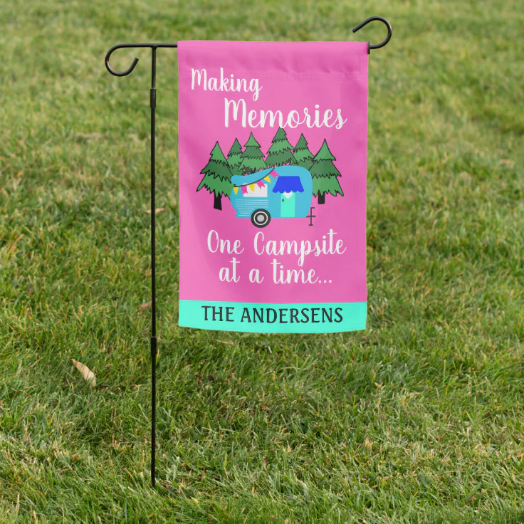 Custom Pink Vintage RV Camper Flags | Zazzle