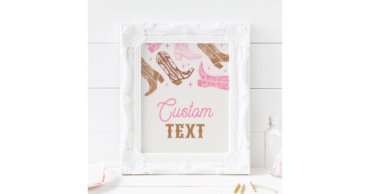 Custom Pink Western Party Sign | Zazzle