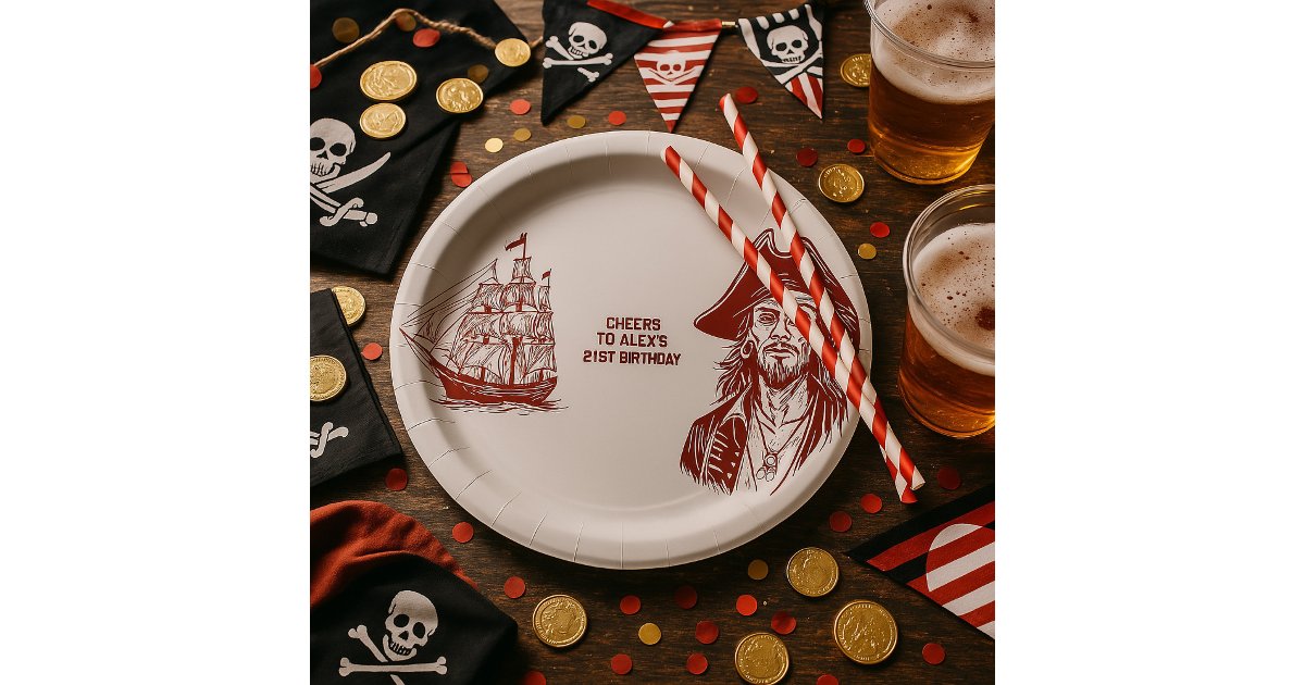 Custom Pirate-Themed Birthday Party Paper Plates | Zazzle