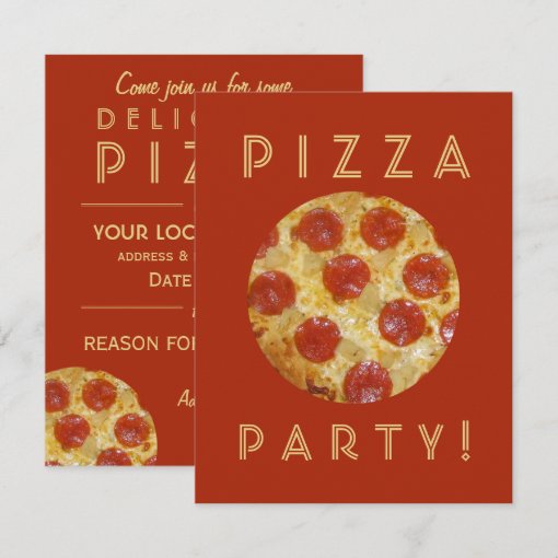 Custom PIZZA PARTY invitations | Zazzle
