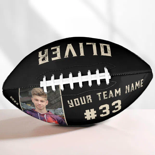 Custom Player Name & Number Team Name Photo Football | Zazzle