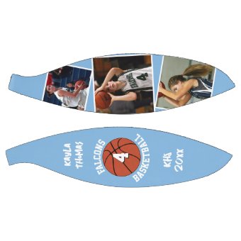 Custom Player Photos Team Name Number Light Blue Basketball | Zazzle