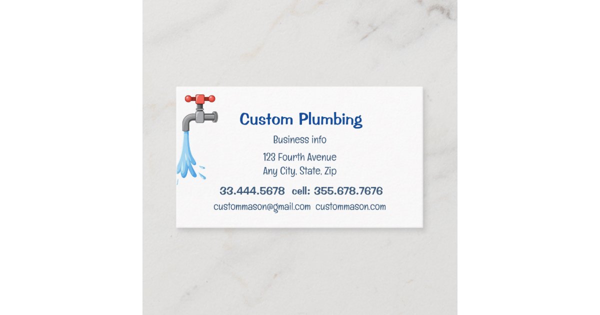Custom Plumbing Contractors Business Business Card | Zazzle