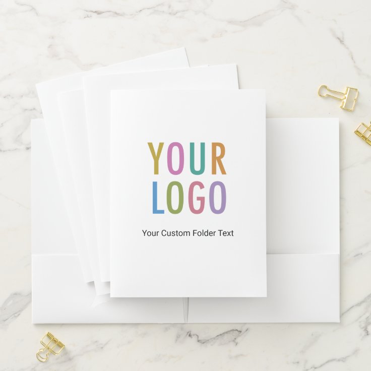 Custom Pocket Folders Logo Business Card Slot 9x12 | Zazzle