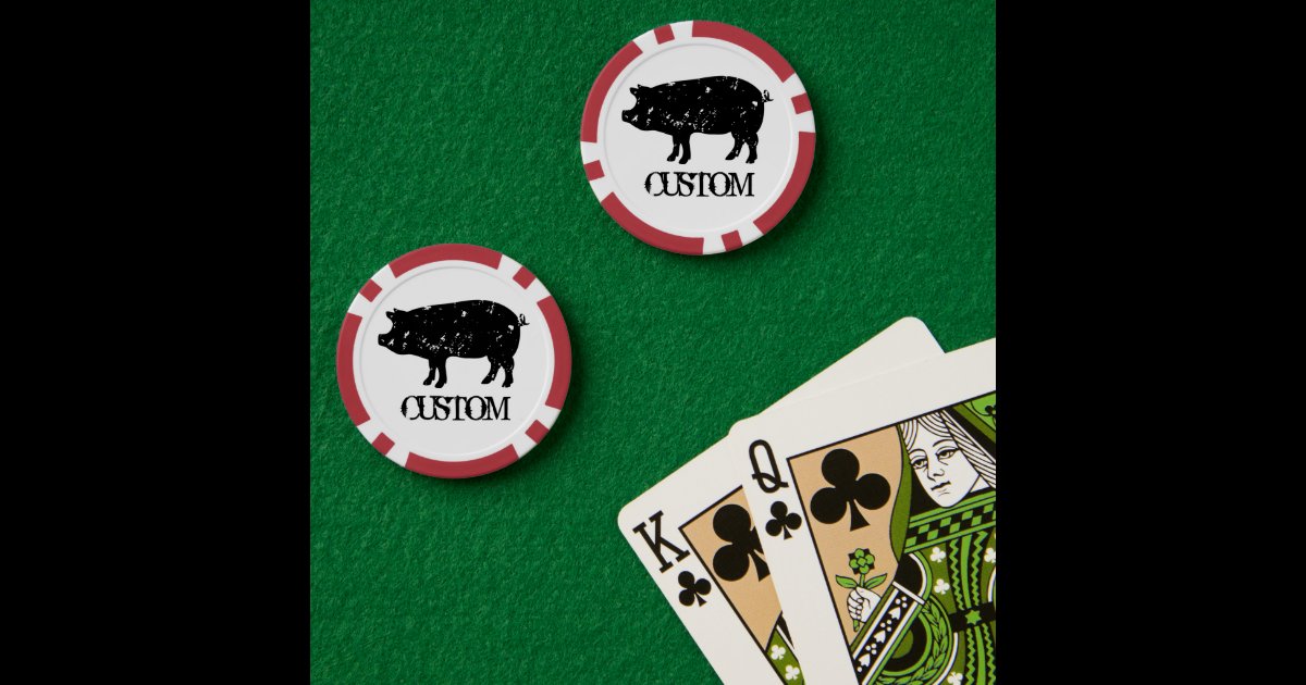 Custom poker chip tokens with pig silhouette logo | Zazzle