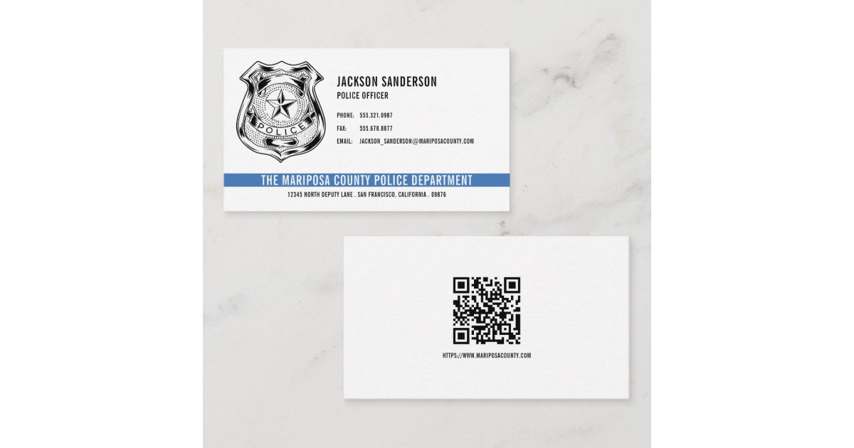 Custom Police Department Law Enforcement QR Code Business Card | Zazzle