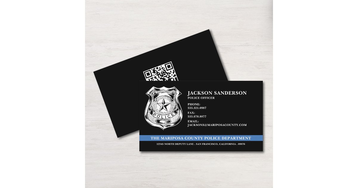 Custom Police Department Law Enforcement QR Code Business Card | Zazzle