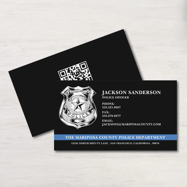Custom Police Department Law Enforcement QR Code Business Card | Zazzle