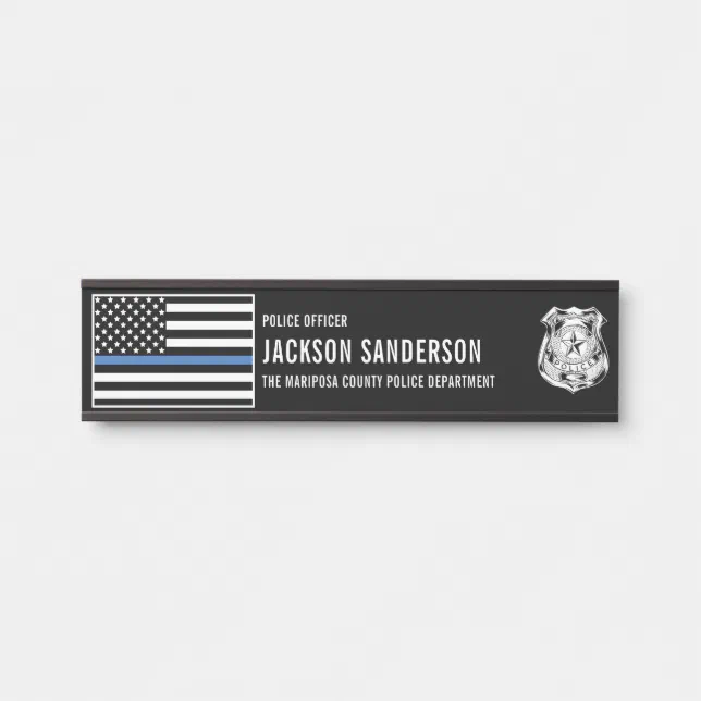 Custom Police Officer Department Thin Blue Line Door Sign | Zazzle