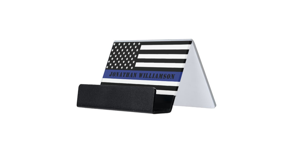 Custom Police Officer Thin Blue Line Police Dept. Desk Business Card ...