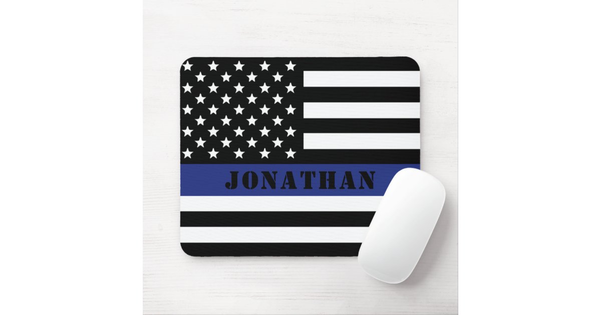 Custom Police Officer Thin Blue Line Police Dept. Mouse Pad | Zazzle