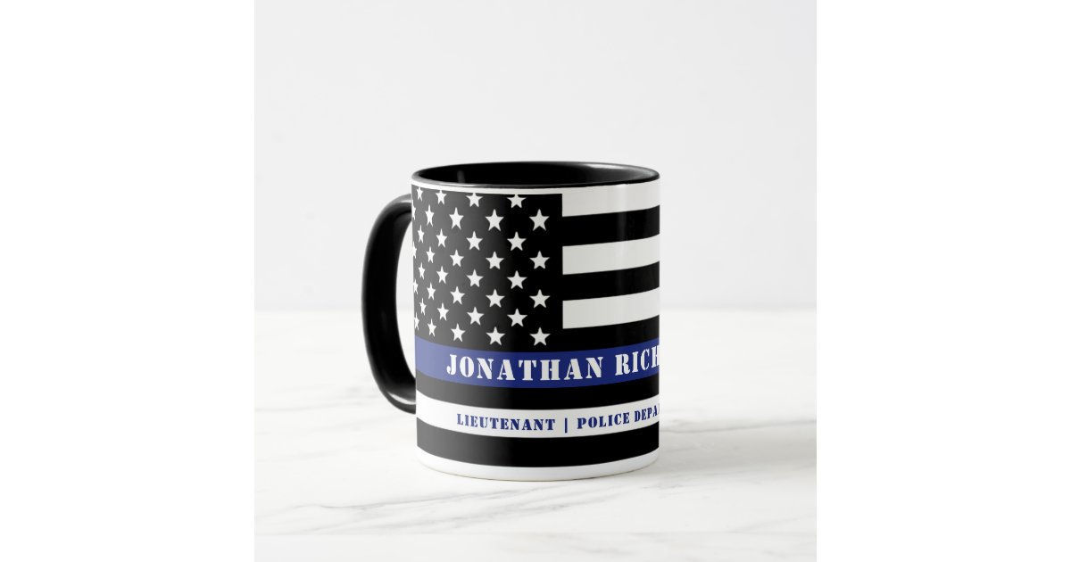 Custom Police Officer Thin Blue Line Police Dept Mug | Zazzle