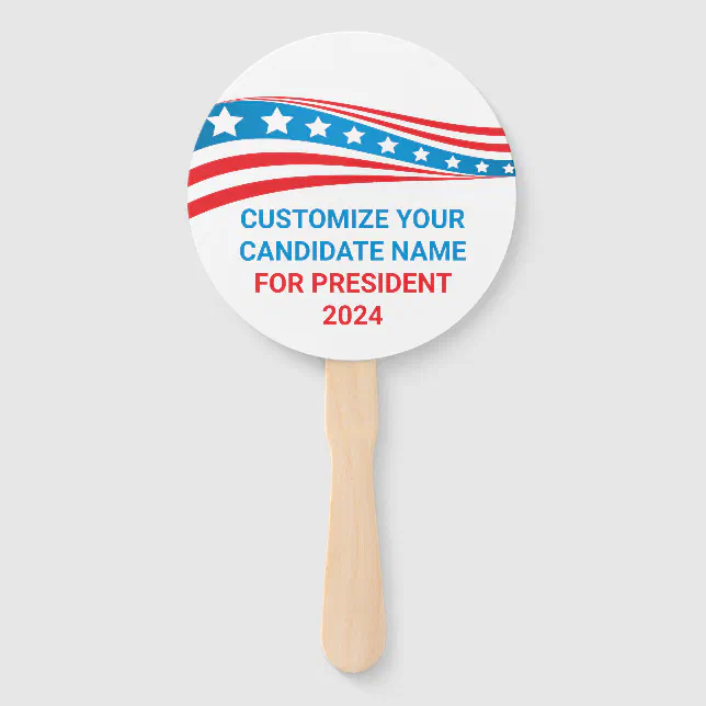 Custom Political Campaign 2024 American Flag Hand Fan | Zazzle