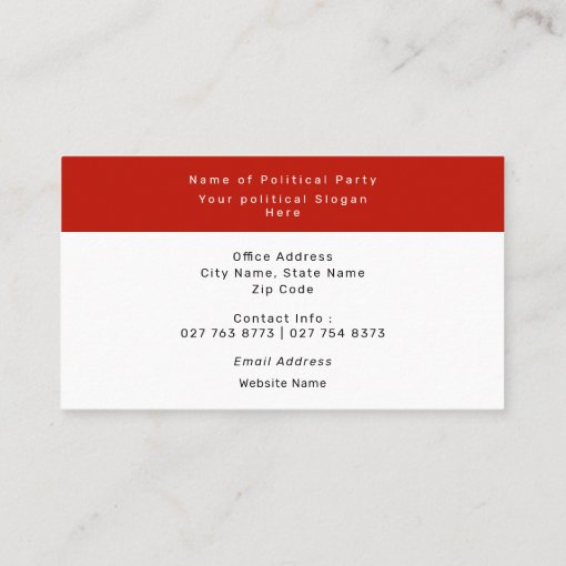 Custom Political Campaign Business Card | Zazzle