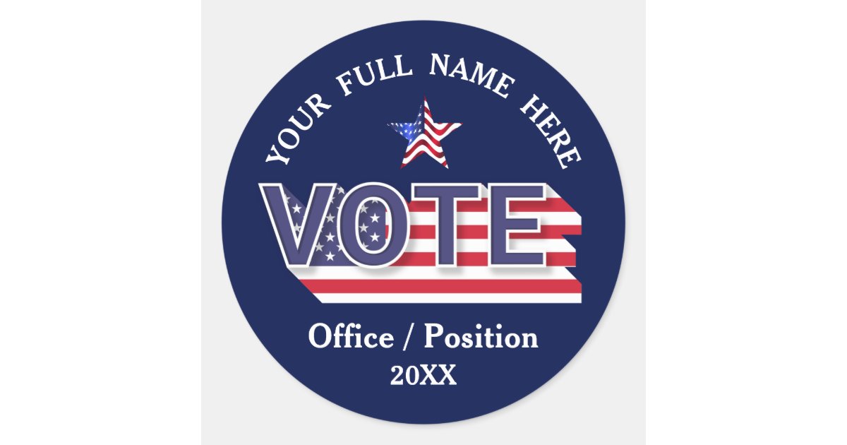 Custom Political Campaign Classic Round Sticker | Zazzle