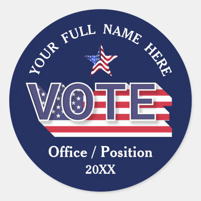 Custom Political Campaign Classic Round Sticker | Zazzle