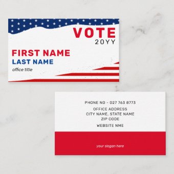 Custom Political Campaign Election Business Card | Zazzle
